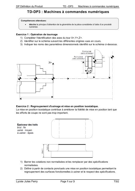 TD-DP3 : Machines à commandes numériques