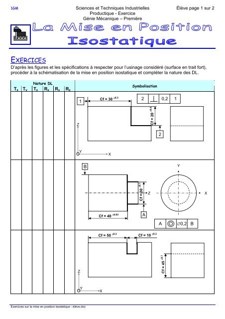 exercice isostatisme usinage pdf