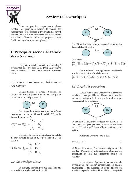 Systèmes isostatiques