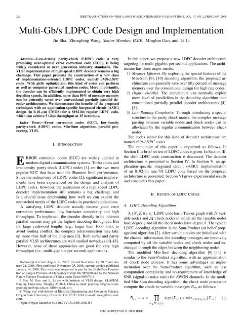 Multi-Gb/s LDPC Code Design and ... - 123SeminarsOnly