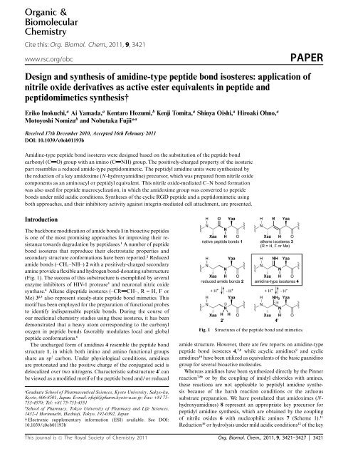 Design and synthesis of amidine-type peptide bond isosteres ...