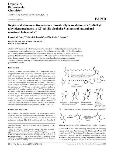 Regio- and stereoselective selenium dioxide allylic oxidation of (E ...