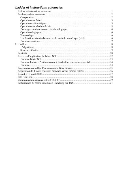 Ladder et instructions automates - Page d'accueil