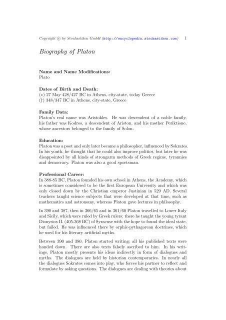 Biography of Platon
