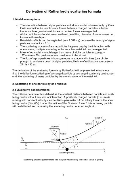 Derivation of Rutherford's scattering formula