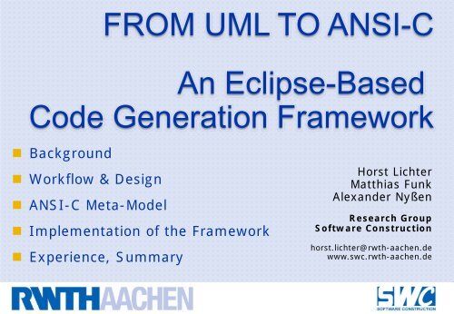FROM UML TO ANSI-C - An Eclipse-Based Code Generation ...