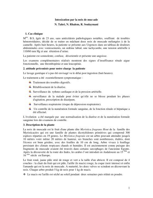 Noix muscade - Centre Anti Poison et de Pharmacovigilance Maroc