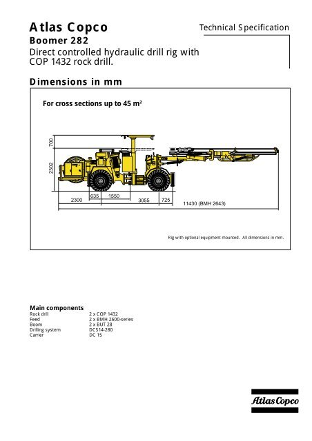 Boomer 282 with COP 1432 rock drill - Atlas Copco