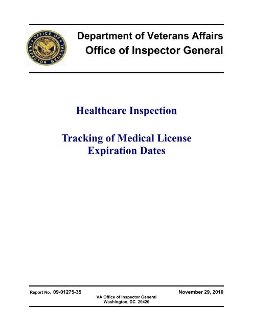 Healthcare Inspection Tracking of Medical License Expiration