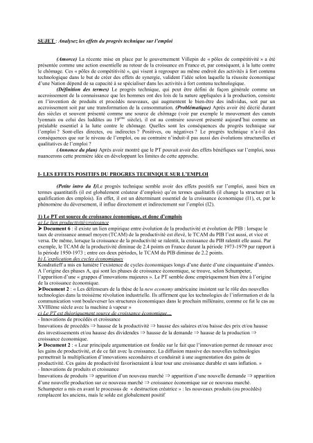 progrès technique et croissance dissertation corrigé