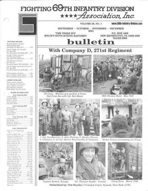 The Fighting 69th Infantry Division Association, Inc. Vol. 58 No. 1 ...