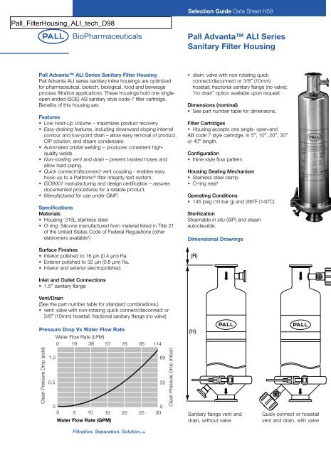 Pall Advanta? ALI Series Sanitary Filter Housing