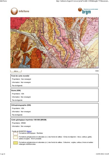 Légende de la carte géologique.