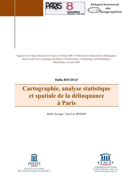 Cartographie, analyse statistique et spatiale de la délinquance à Paris