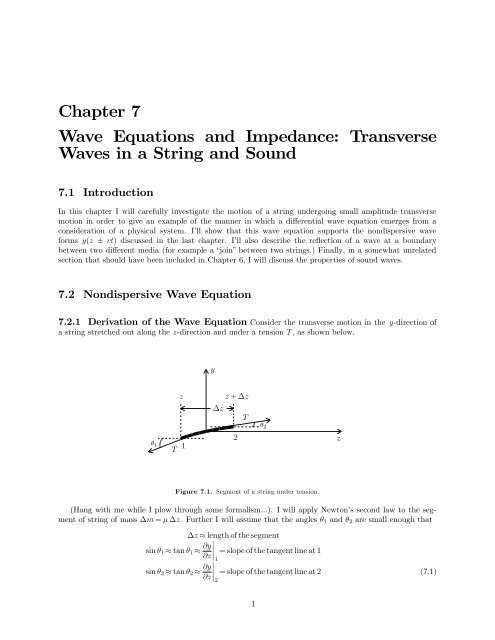 Chapter 7 Wave Equations and Impedance: Transverse Waves in a ...