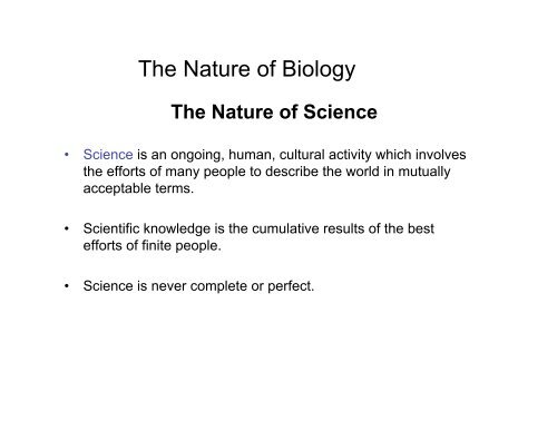 The Nature of Biology - Academic Home Page