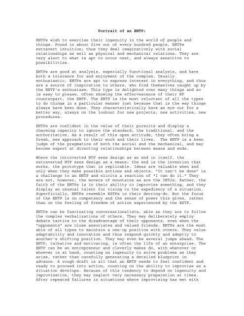 Portrait of an ENTP: - Regis