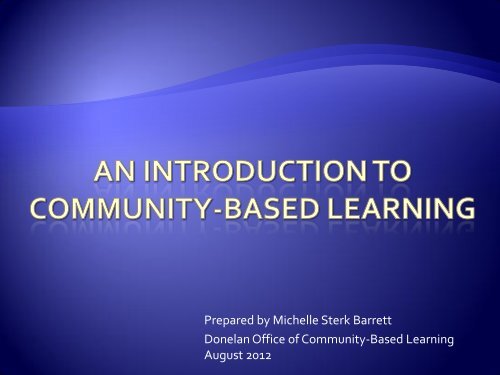 An Introduction to Community-based learning - Academics