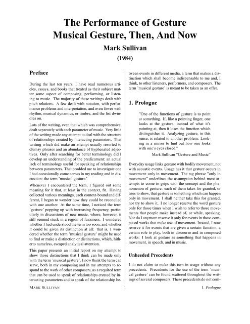 The Performance of Gesture Musical Gesture, Then, And Now - Ada!