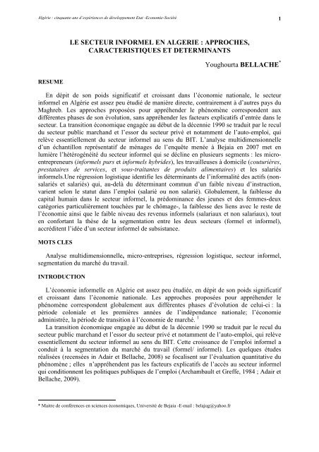 Le secteur informel en Algérie - CREAD