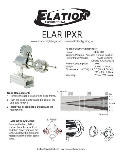ELAR Image XR User Manual - Elation Professional