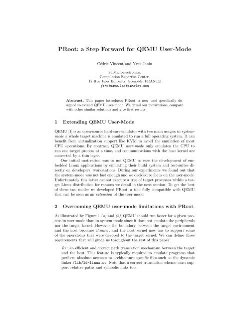 PRoot: a Step Forward for QEMU User-Mode