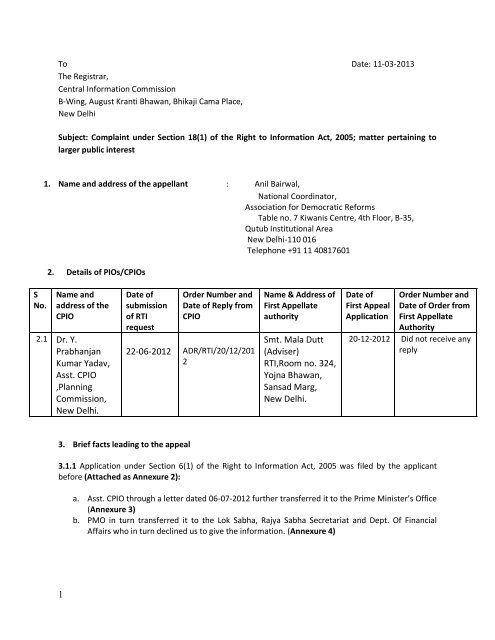 1 2.1 Dr. Y. Prabhanjan Kumar Yadav, Asst. CPIO ,Planning ...