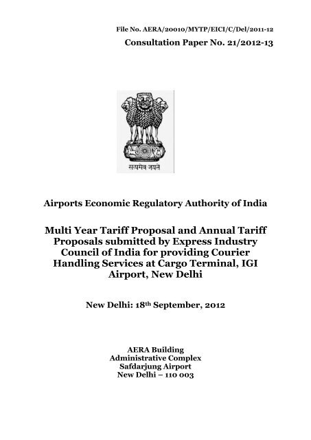 Multi Year Tariff Proposal and Annual Tariff Proposals ... - AERA