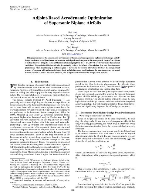 Adjoint-Based Aerodynamic Optimization of Supersonic Biplane ...