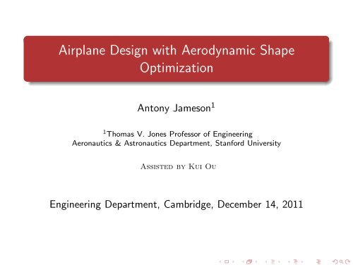 Airplane Design with Aerodynamic Shape Optimization - Aerospace ...
