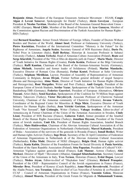 list of signatories