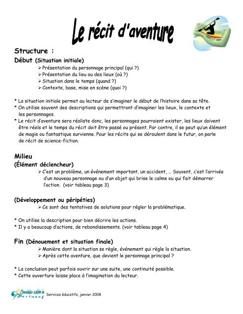 Le récit d'aventure - Commission scolaire de Portneuf