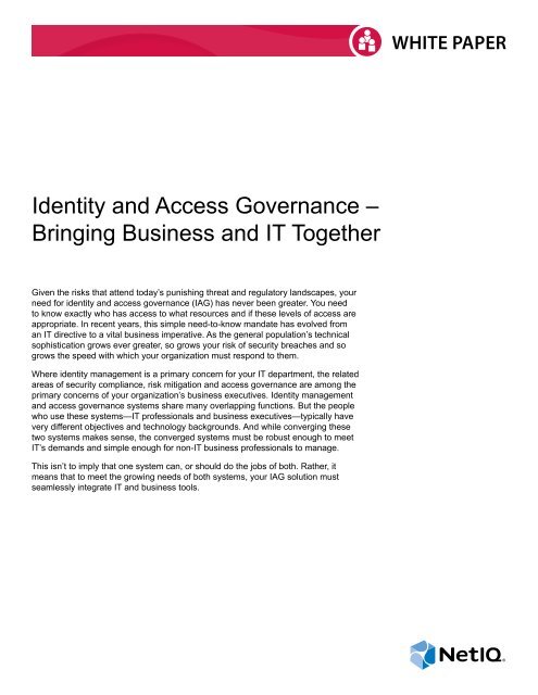 Identity and Access Governance – Bringing Business and IT Together