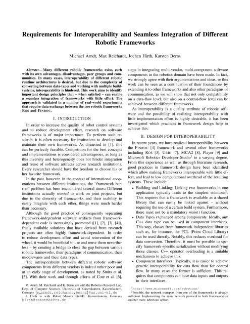 Requirements for Interoperability and Seamless Integration of ...