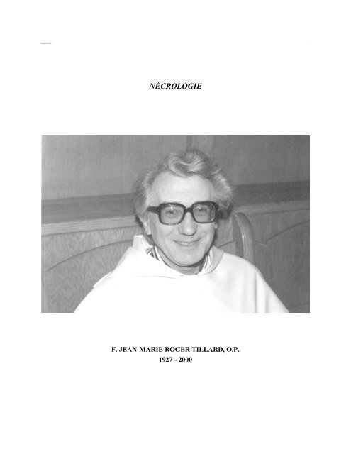 F. Jean-Marie Roger Tillard, o.p. - Institut de pastorale des ...