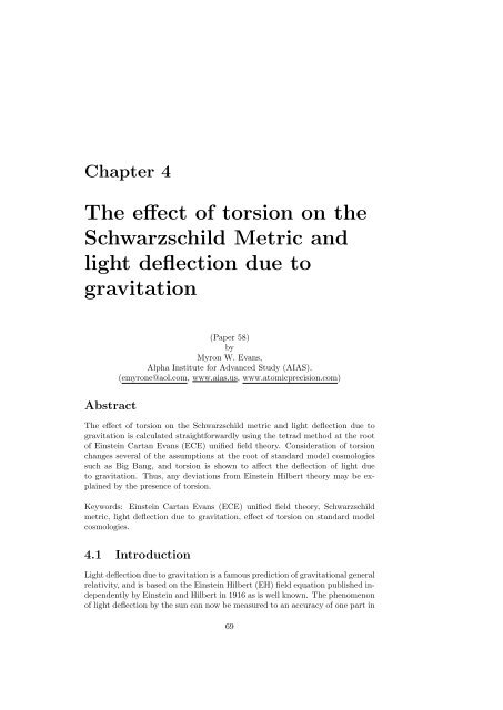 The effect of torsion on the Schwarzschild Metric and light deflection ...