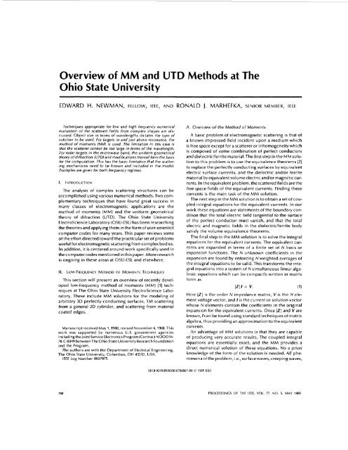 Overview of MM and UTD methods at the Ohio State University ...