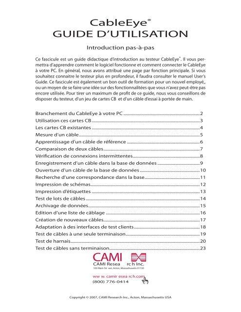 CableEye® GUIDE D'UTILISATION