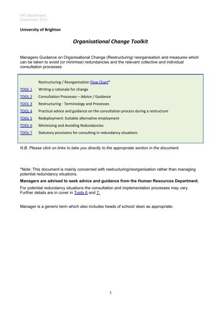 Restructuring/ Reorganisation Flowchart - Staffcentral - University of ...