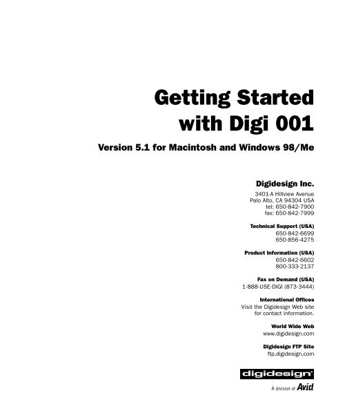 Getting Started with Digi 001 - Digidesign Support Archives