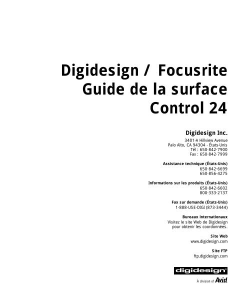 Guide de la surface Control 24 - Digidesign Support Archives