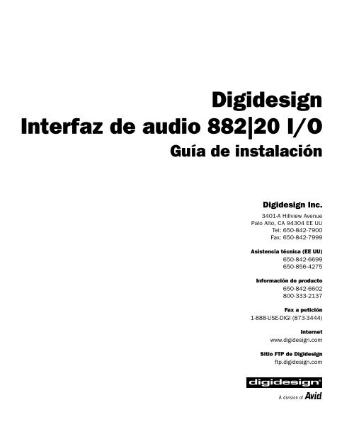 Digidesign Interfaz de audio 882|20 I/O Guia de instalacion