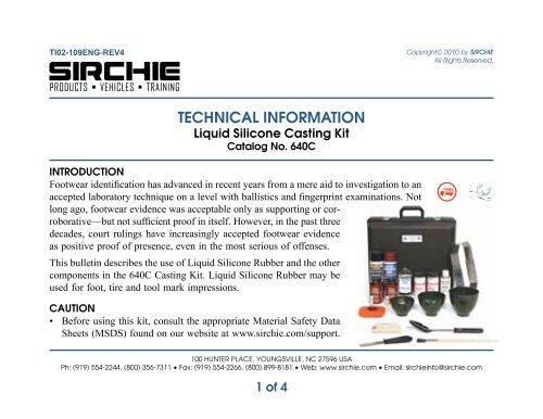Liquid Silicone Rubber - Sirchie