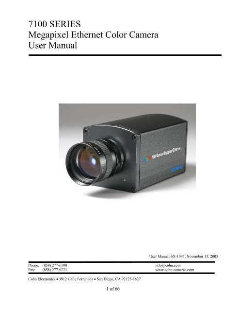 7100 SERIES Megapixel Ethernet Color Camera User ... - Alacron, Inc.