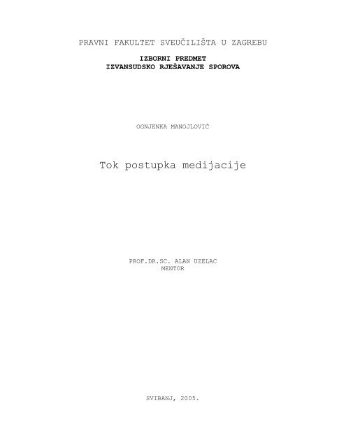 Postupak medijacije - Alan Uzelac