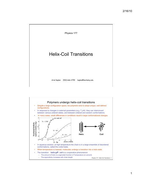 helix coil transitions