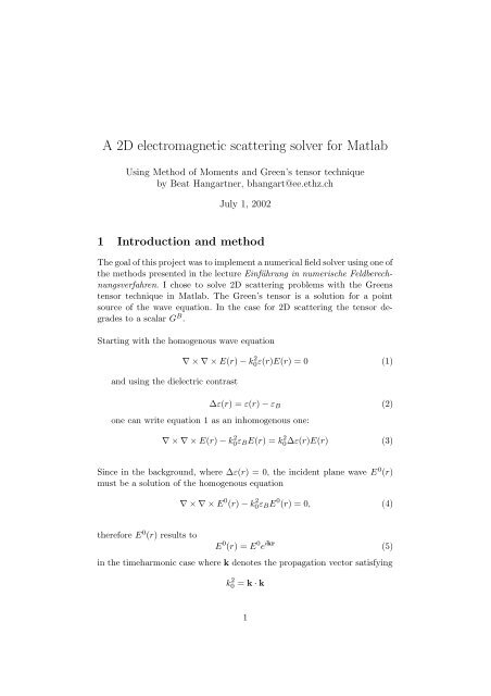 A 2D electromagnetic scattering solver for Matlab