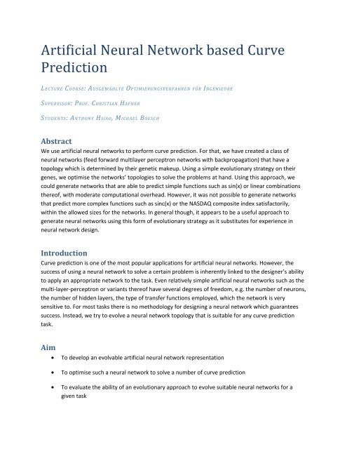 Artificial Neural Network based Curve Prediction