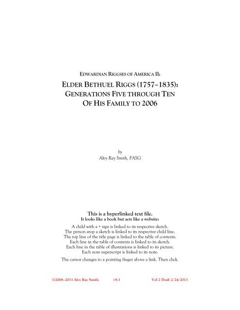 Bethuel Riggs Genealogy, Vol. 2 - Alvy Ray Smith Homepage