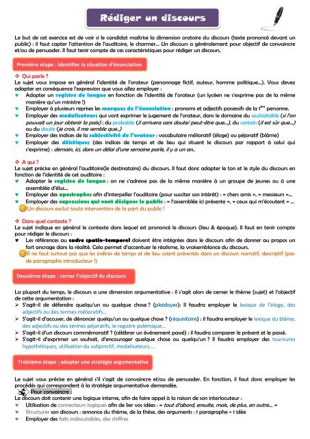 Rédiger un discours - Zone littéraire